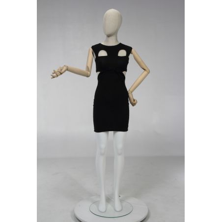 Maniquí mujer brazo madera articulado busto tela Y515 | Mannequins Online